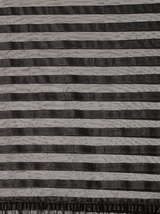 Black Self-Striped Net Fabric
